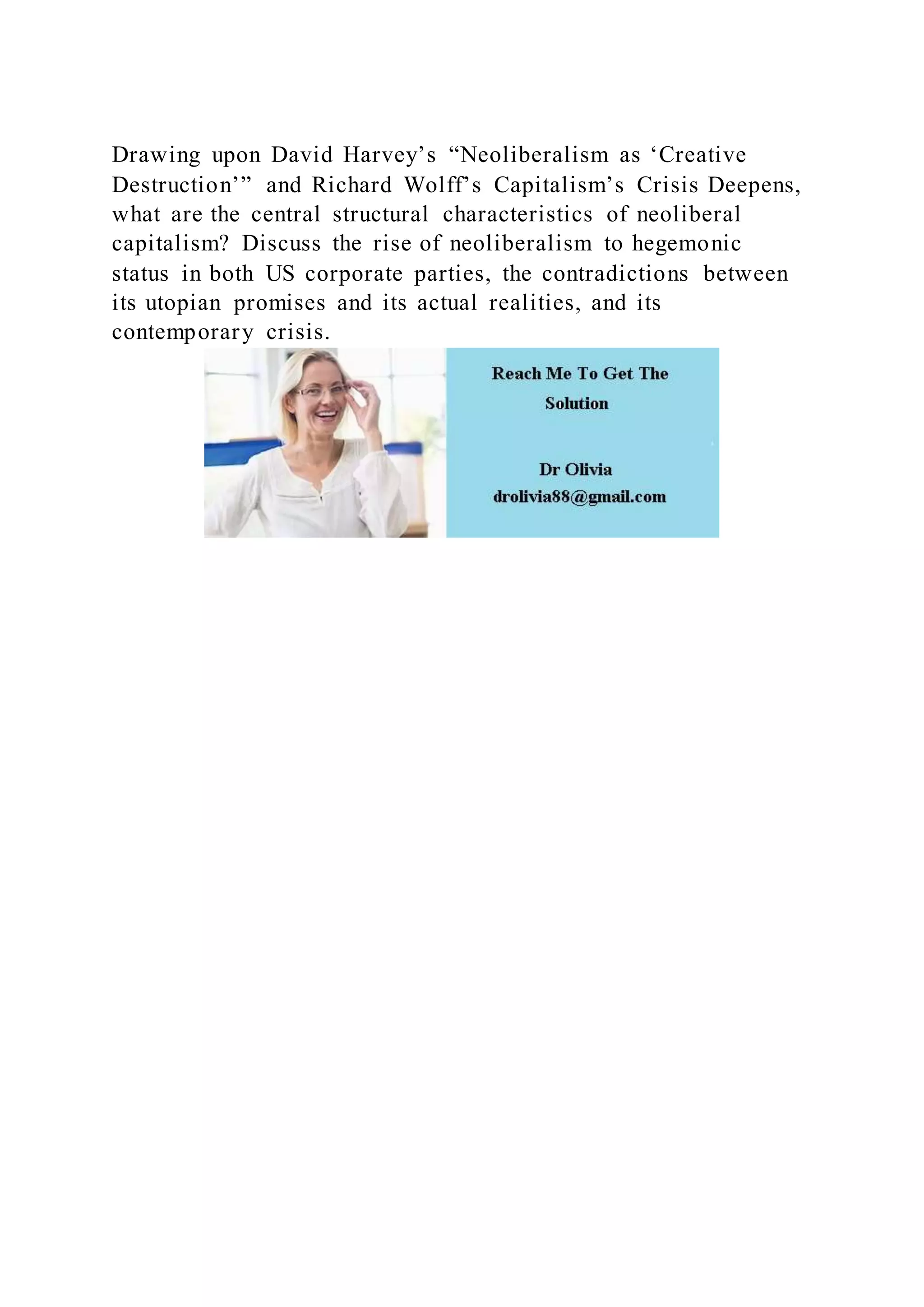 Drawing upon David Harvey’s Neoliberalism as ‘Creative Destruction’ | DOCX