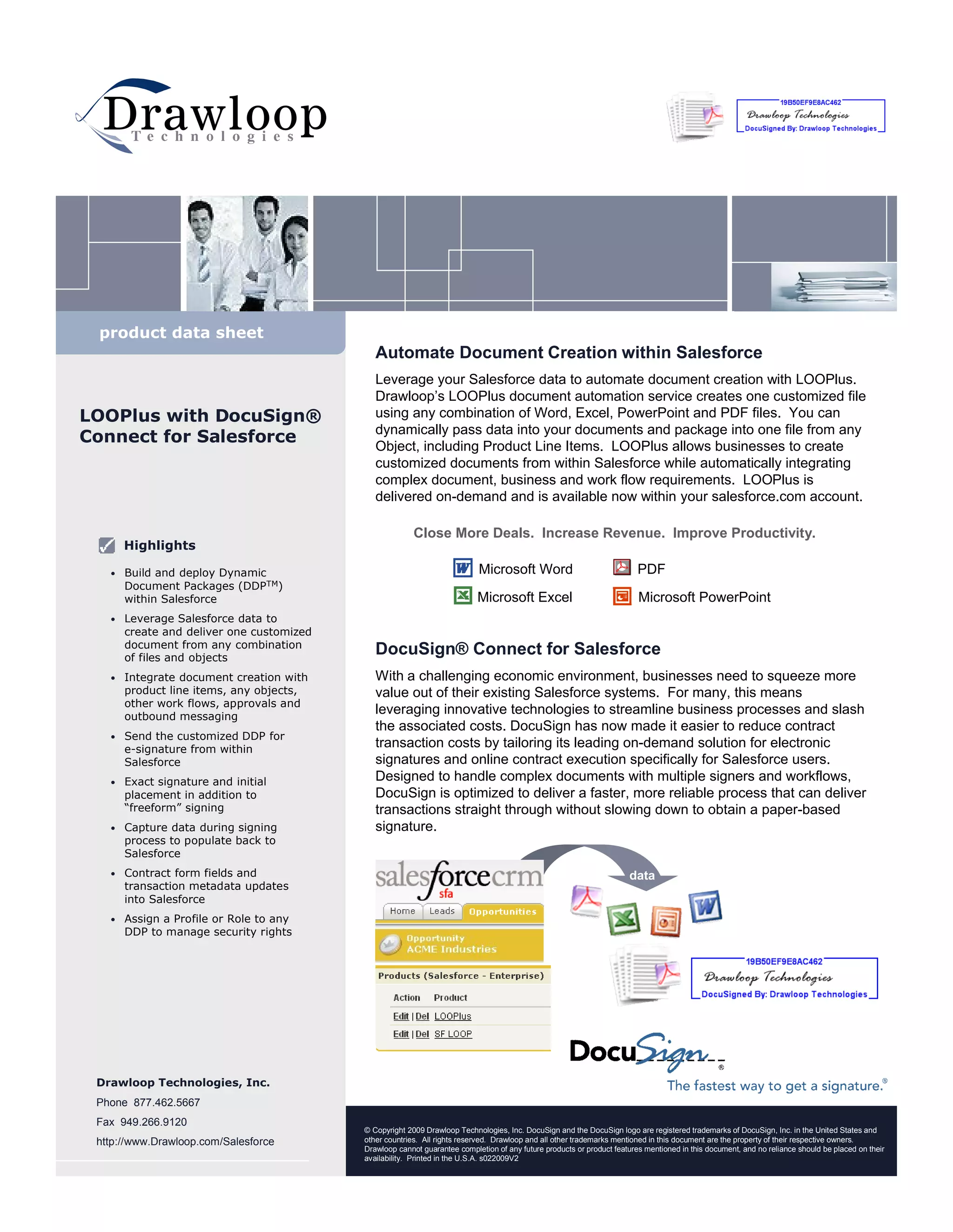 Drawloop With DocuSign Connect For Salesforce | PPT