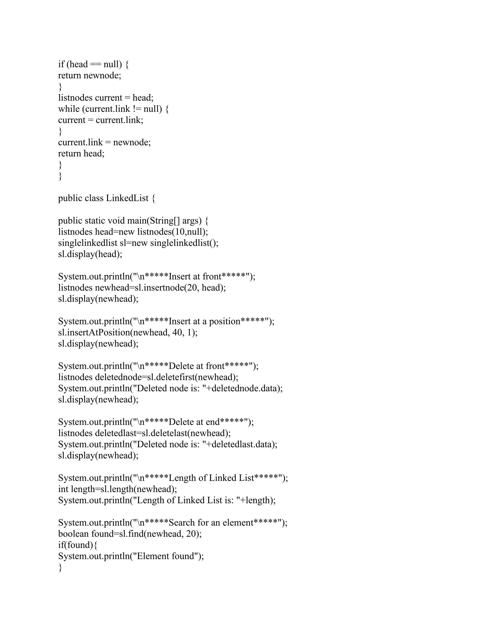 Draw memory map of this link list code and add insert at last ( java)-.pdf