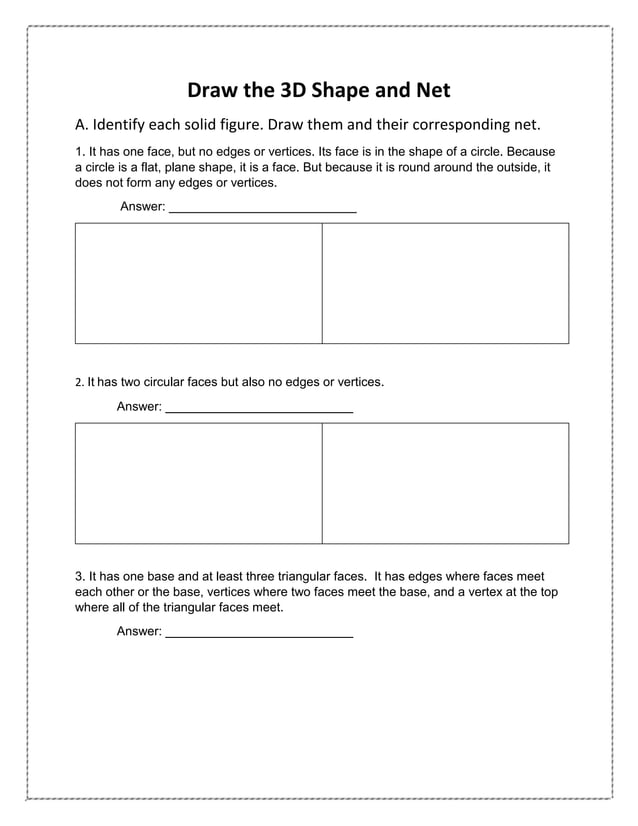 Draw the 3 d shape and networksheet | PDF
