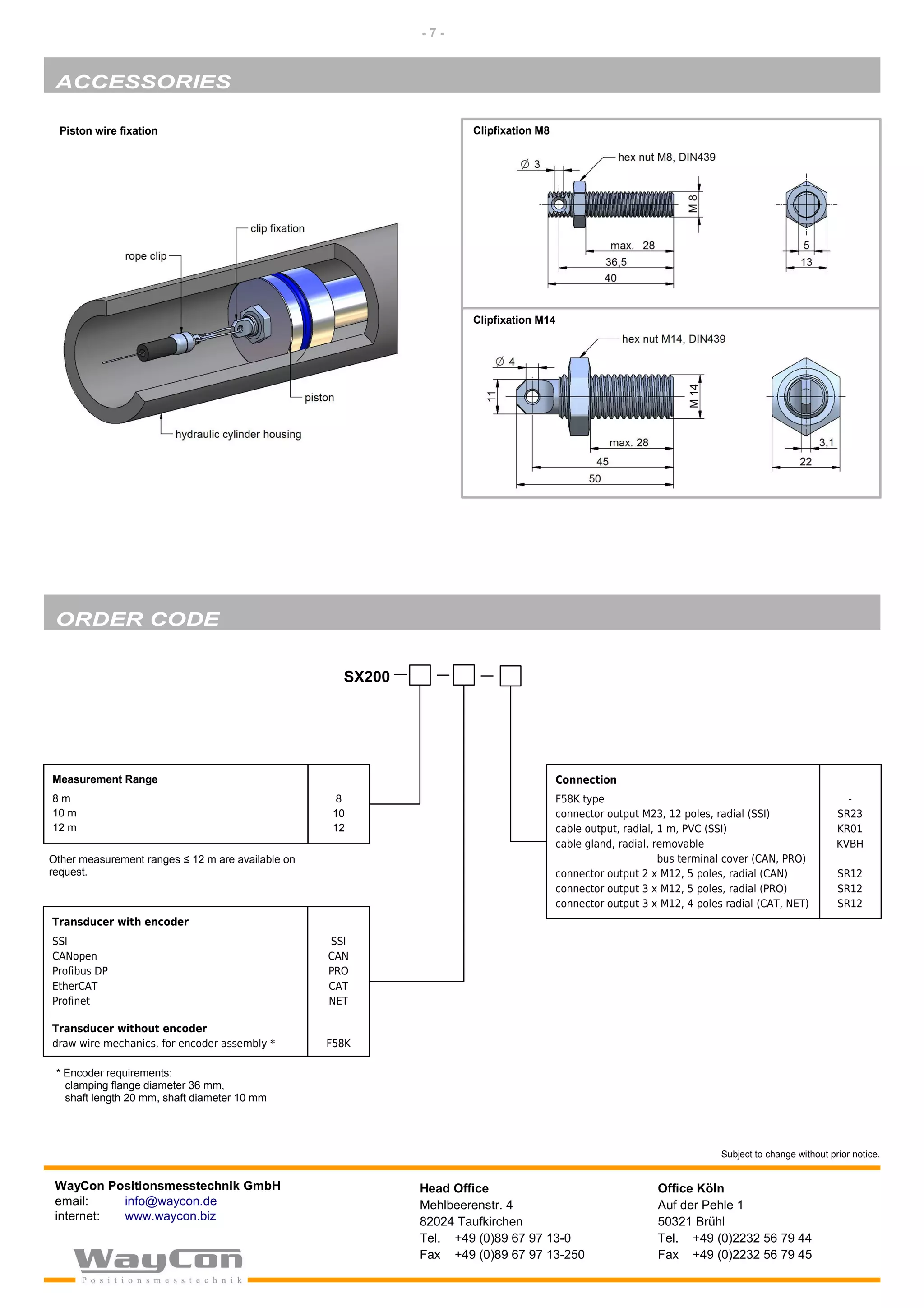 Draw wire sensor Series SX200 | PDF