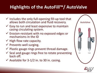 manufactures and sells circulating, fill-up and flow-back tools for ...