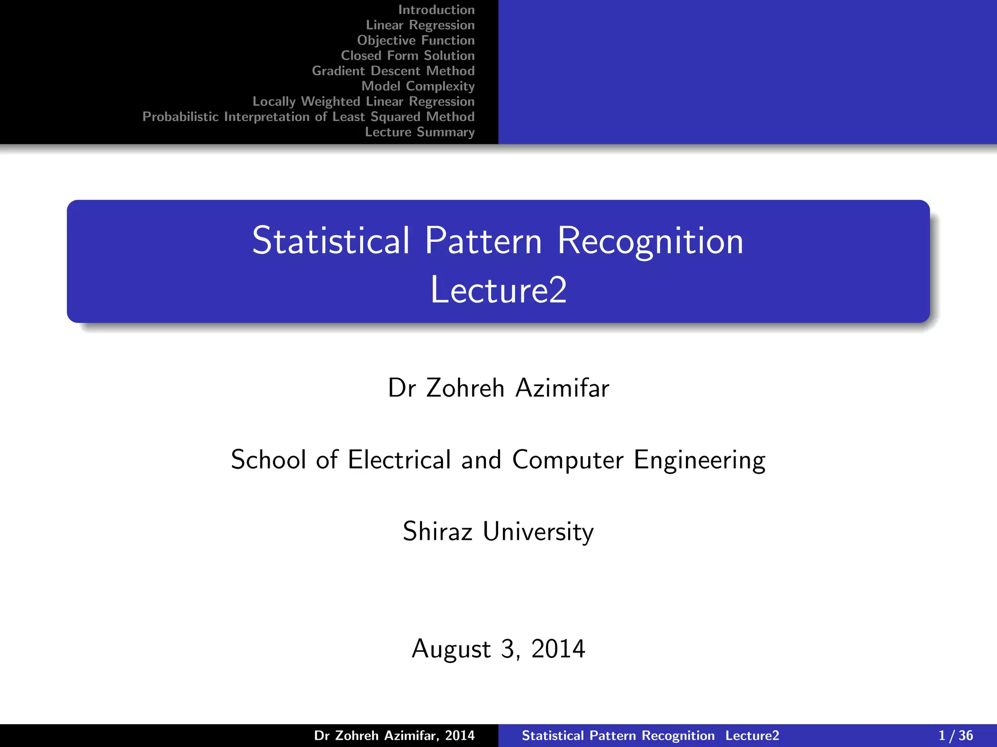 Dr azimifar pattern recognition lect2 | PDF