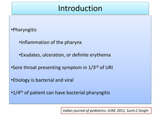 approach to sore throat in children | PPTX