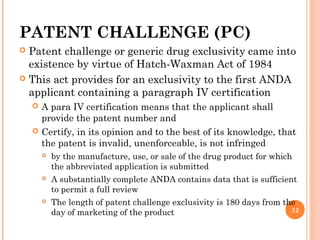 Non Patent Exclusivities Ppt