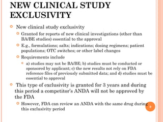 Non-Patent Exclusivities | PPT