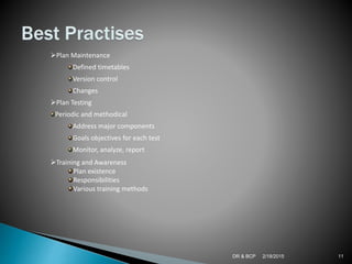 Business continuity & Disaster recovery planing | PPTX