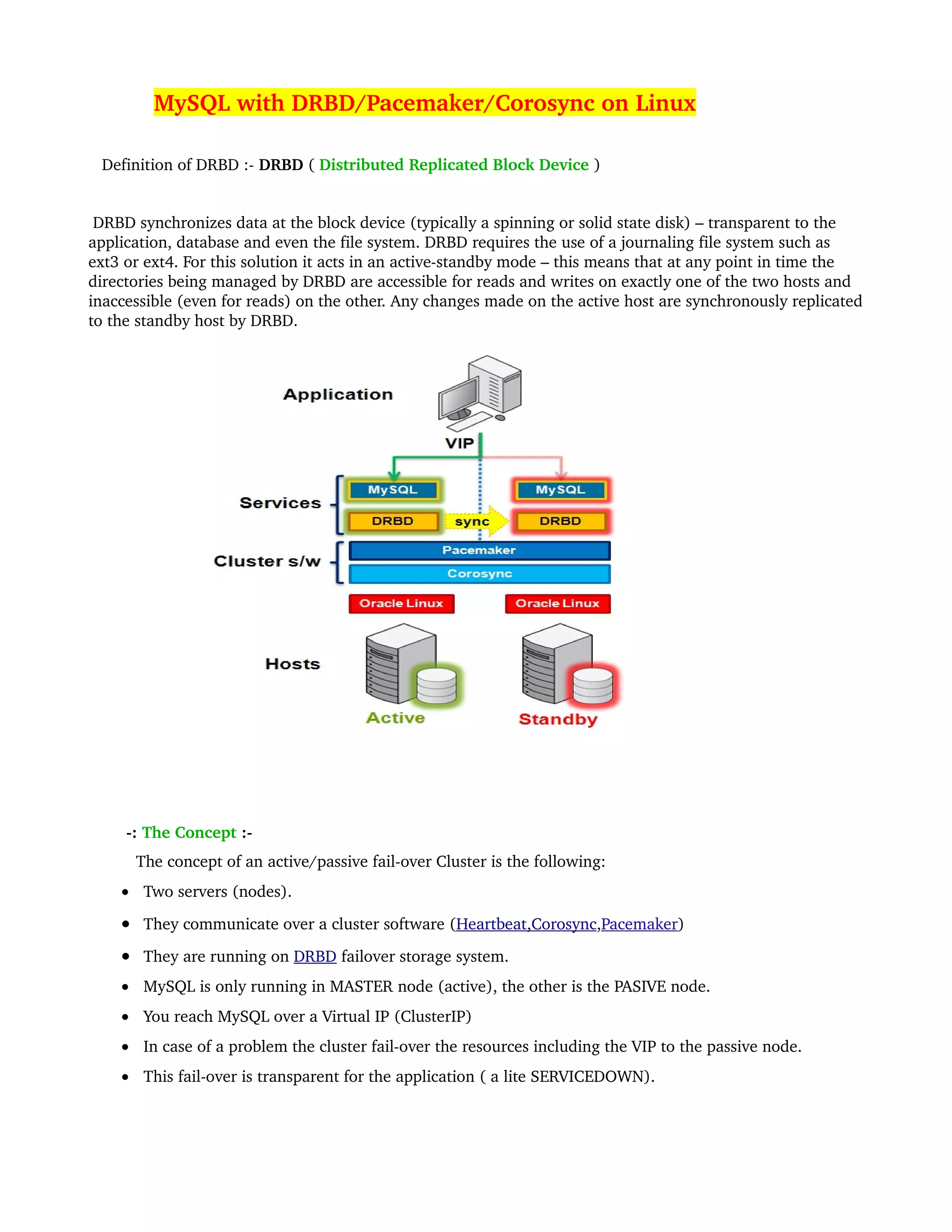 MySQL with DRBD/Pacemaker/Corosync on Linux | PDF