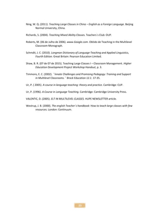 Strategies used to teach a large multilevel Class | PDF