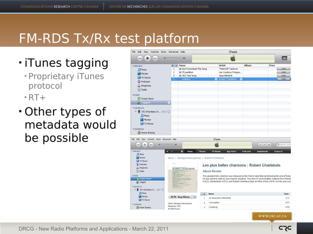 FM-RDS developments at CRC
