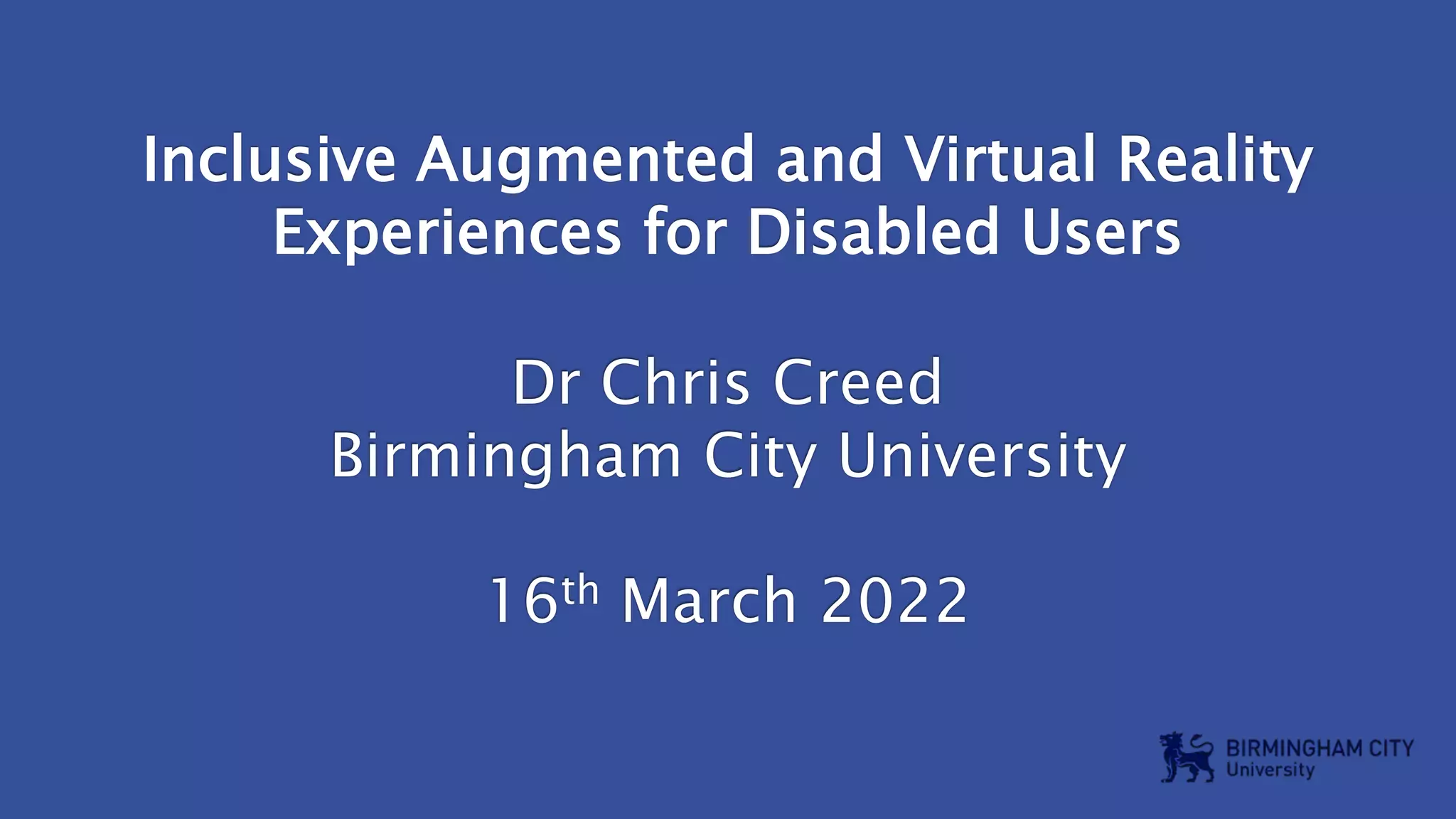 Inclusive augmented and virtual reality experiences for disabled users ...