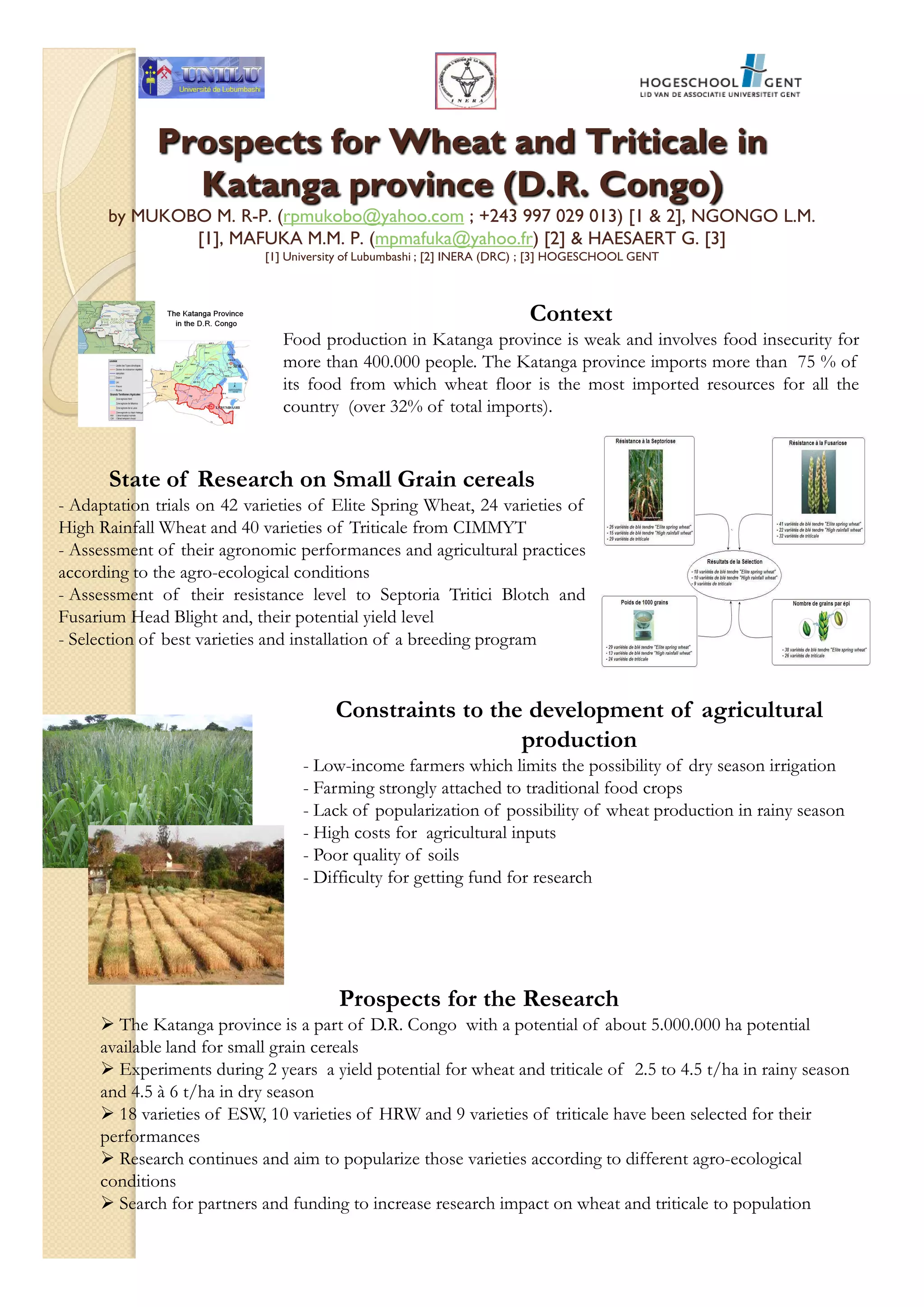 Prospects for wheat and triticale in Katanga province | PDF