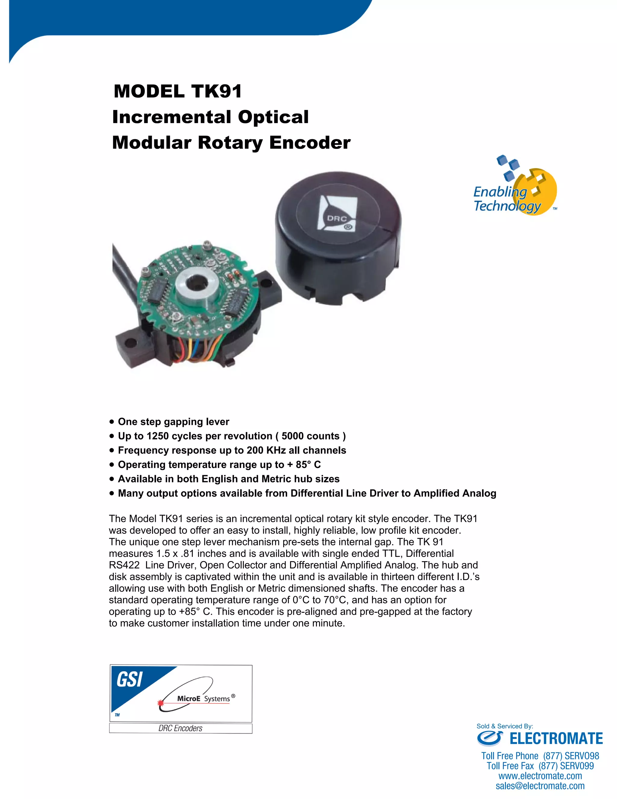 Drc packaged encoders-tk91-data-sheet | PDF