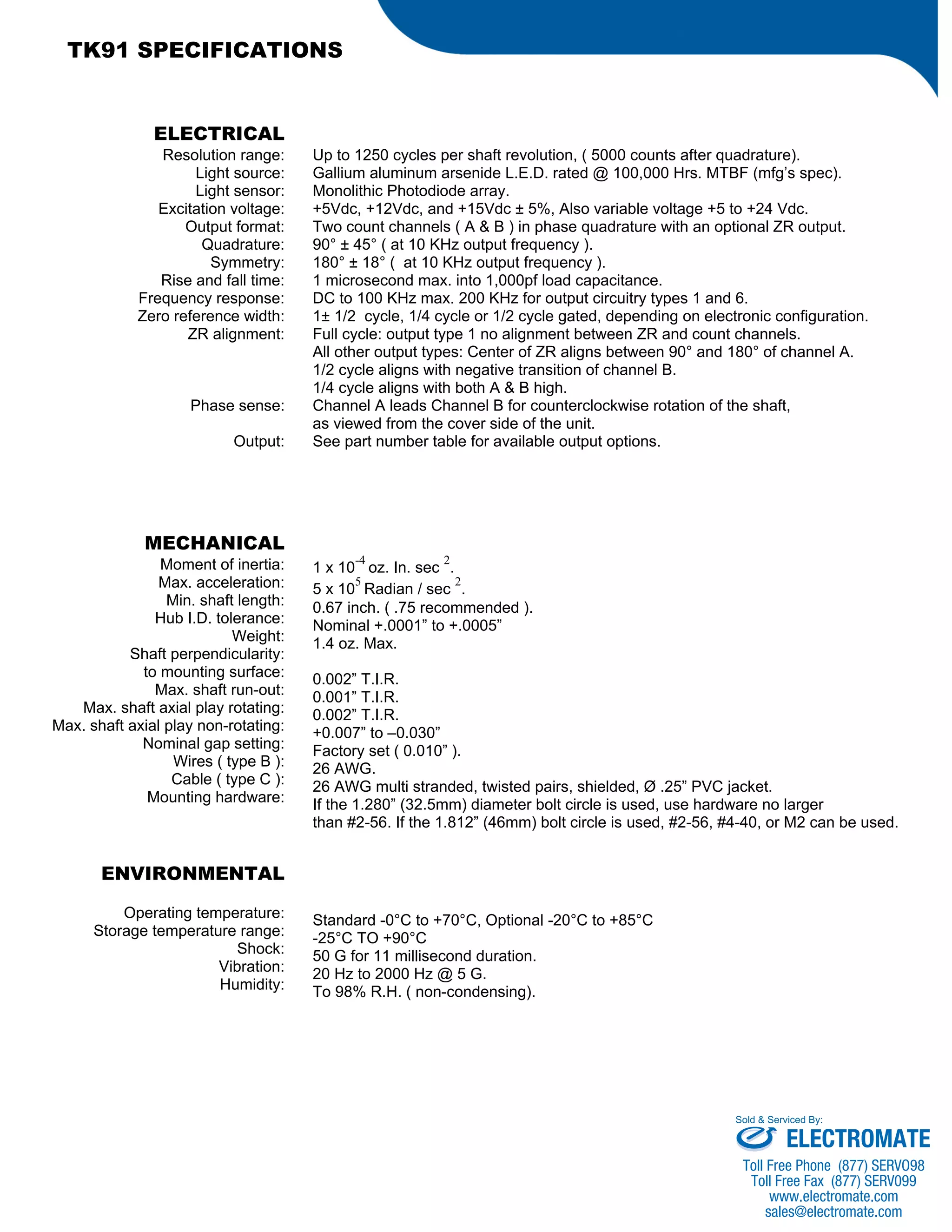 Drc packaged encoders-tk91-data-sheet | PDF