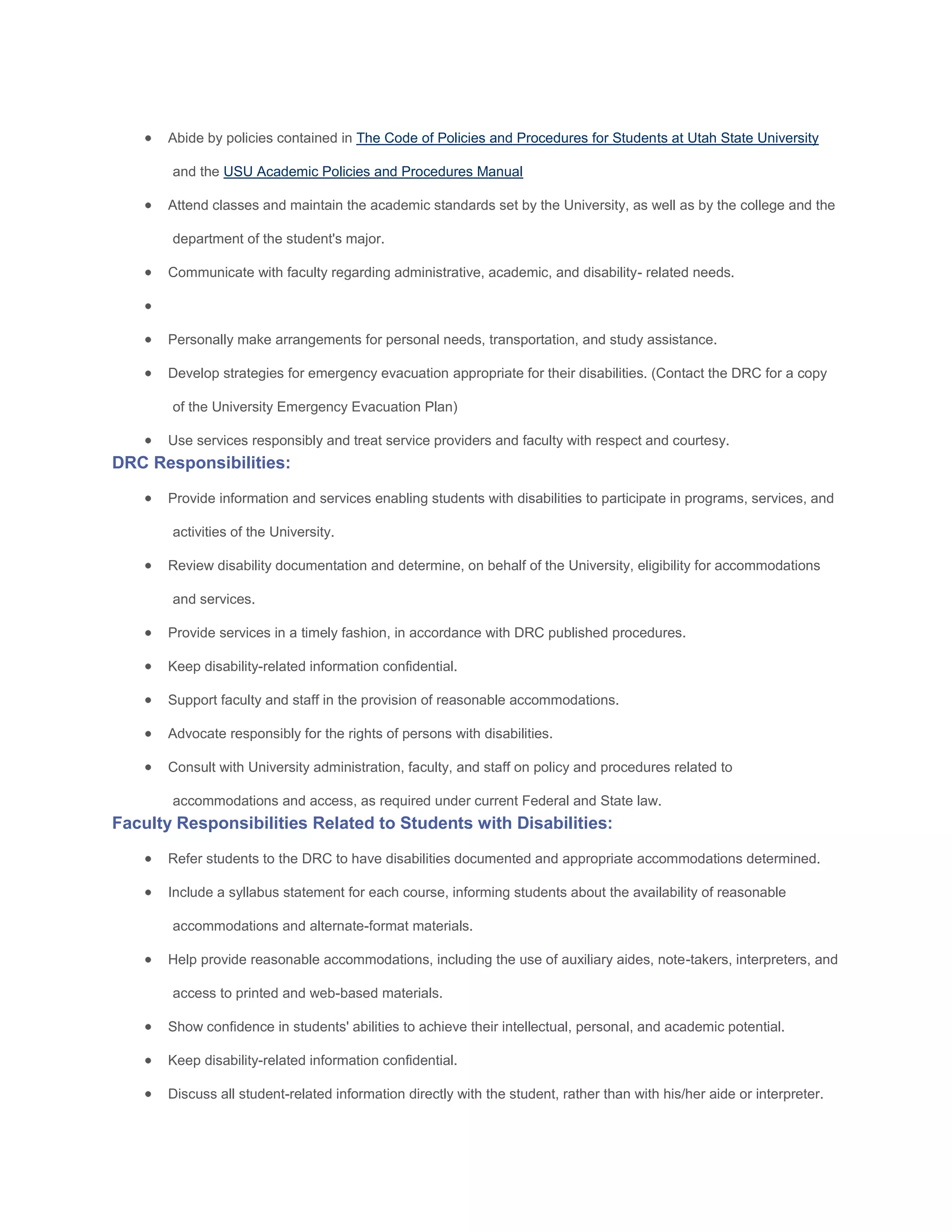 DRC policy & procedure handbook | DOCX | College Planning | College ...