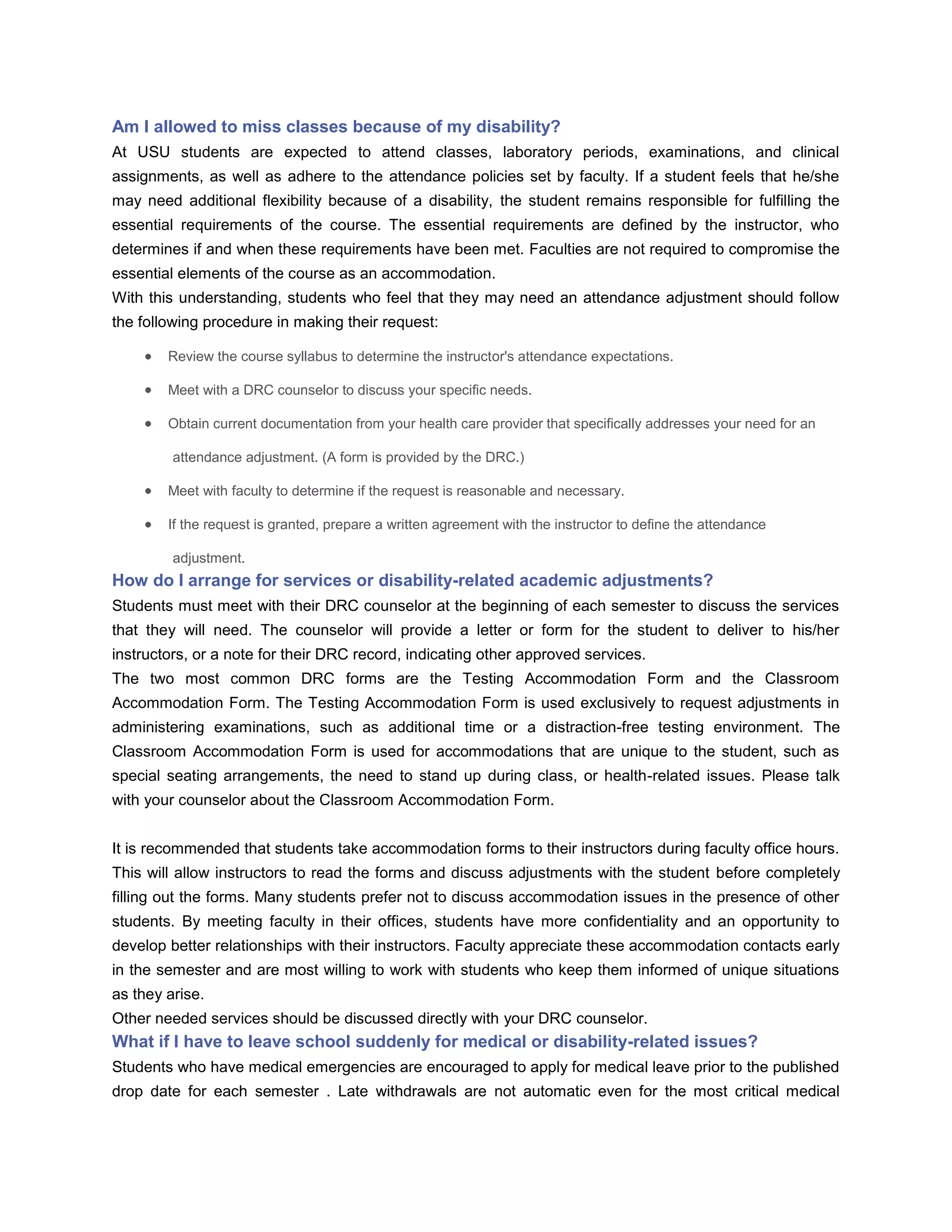 DRC policy & procedure handbook | DOCX | College Planning | College ...