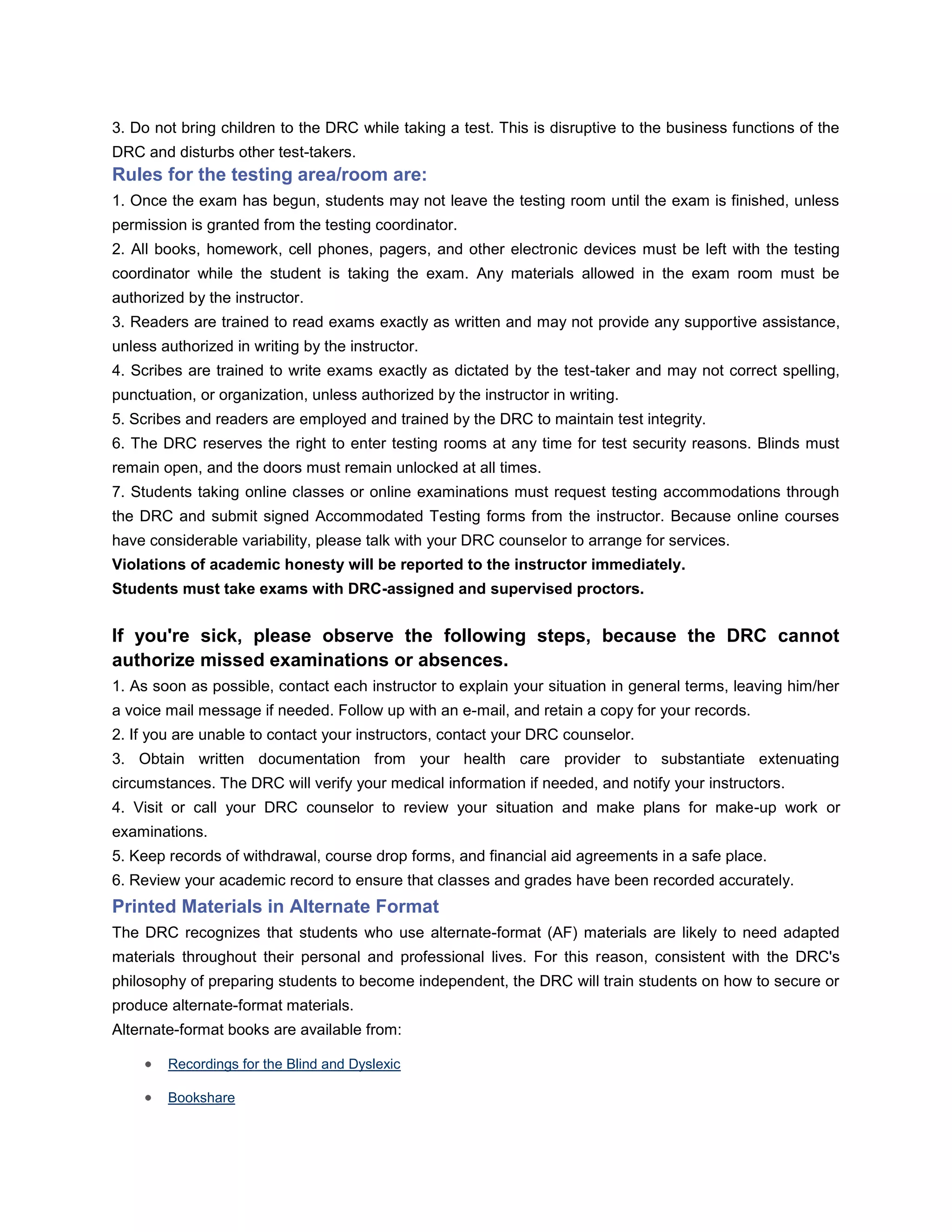 DRC policy & procedure handbook | DOCX | College Planning | College ...