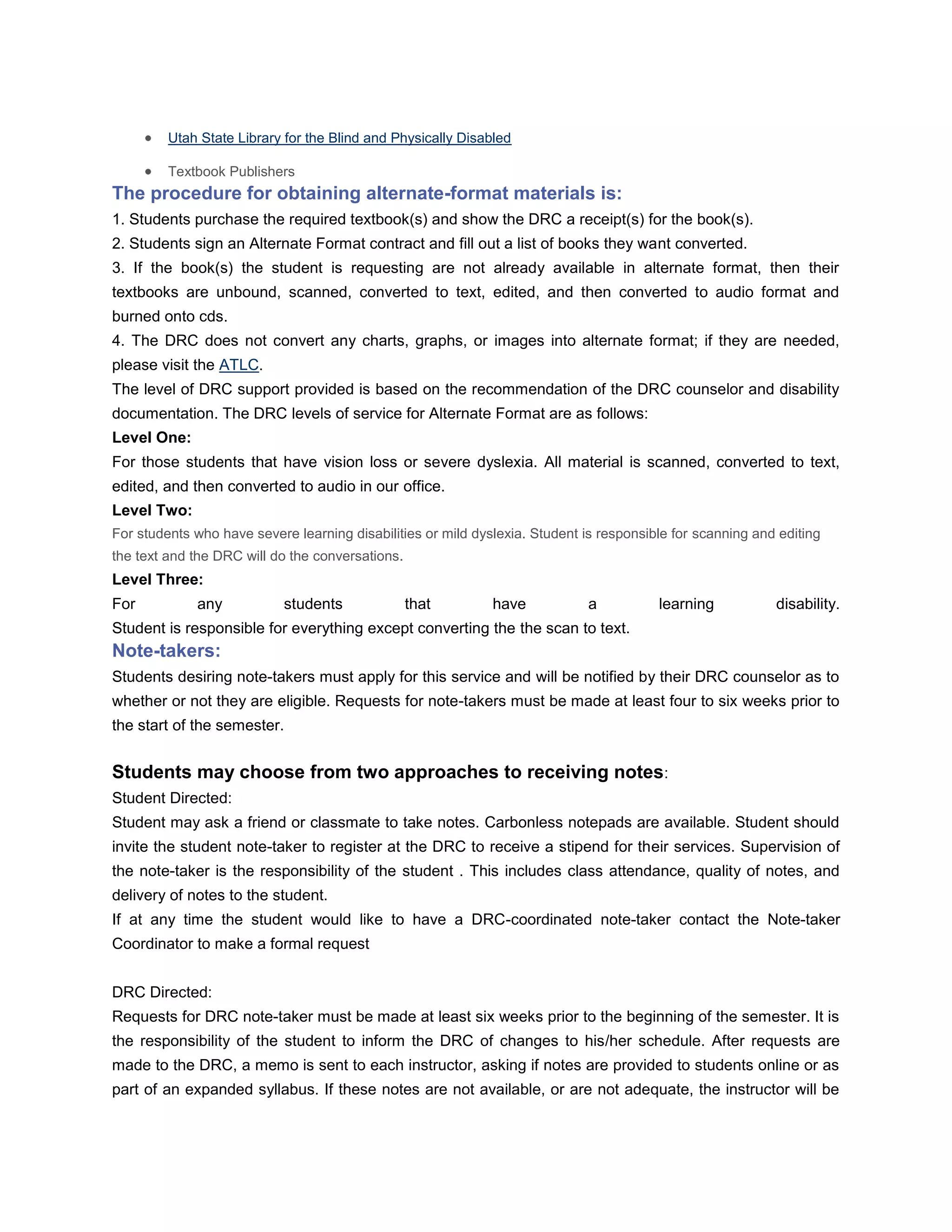 DRC policy & procedure handbook | DOCX | College Planning | College ...