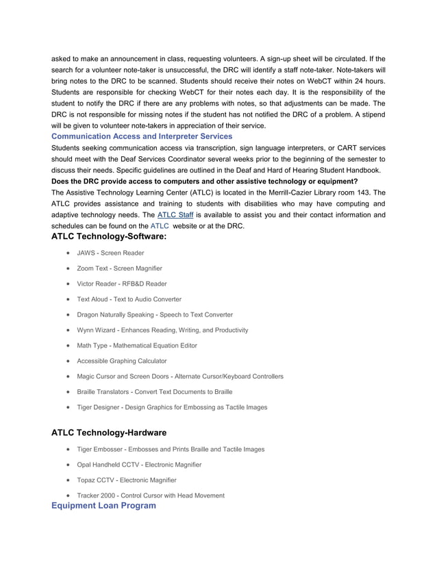 DRC policy & procedure handbook | DOCX | College Planning | College ...