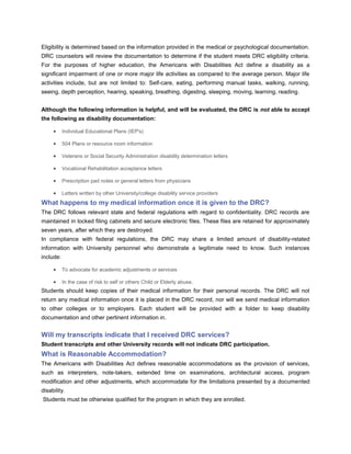 DRC policy & procedure handbook | DOCX | College Planning | College ...