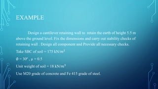 Cantilever Retaining Wall | PPTX
