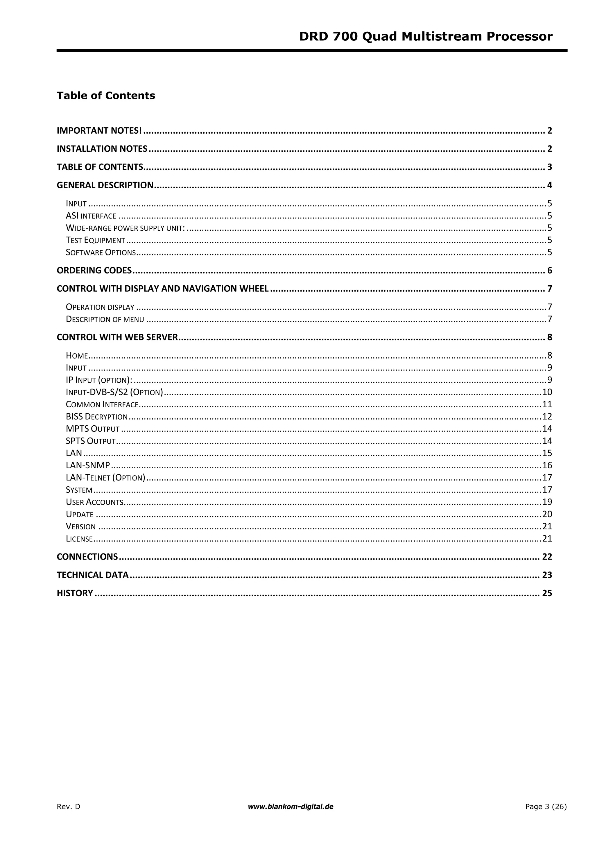 Blankom B-IRD Falcon DRD 700 User Manual | PDF