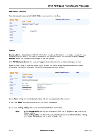 Blankom B-IRD Falcon DRD 700 User Manual | PDF