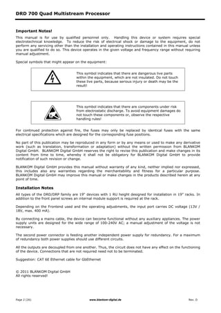 Blankom B-IRD Falcon DRD 700 User Manual | PDF