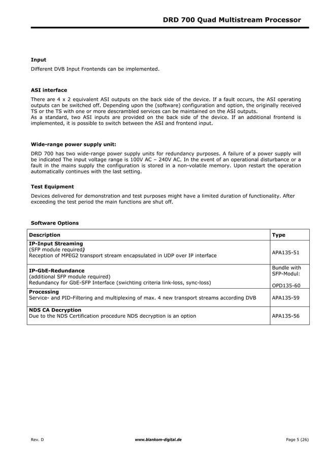 Blankom B-IRD Falcon DRD 700 User Manual | PDF