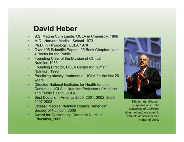 Dr David Heber Powerful Science Pres | PPT