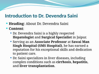 Dr. Devendra Saini – Renowned Hepatologist & Associate Professor at ...