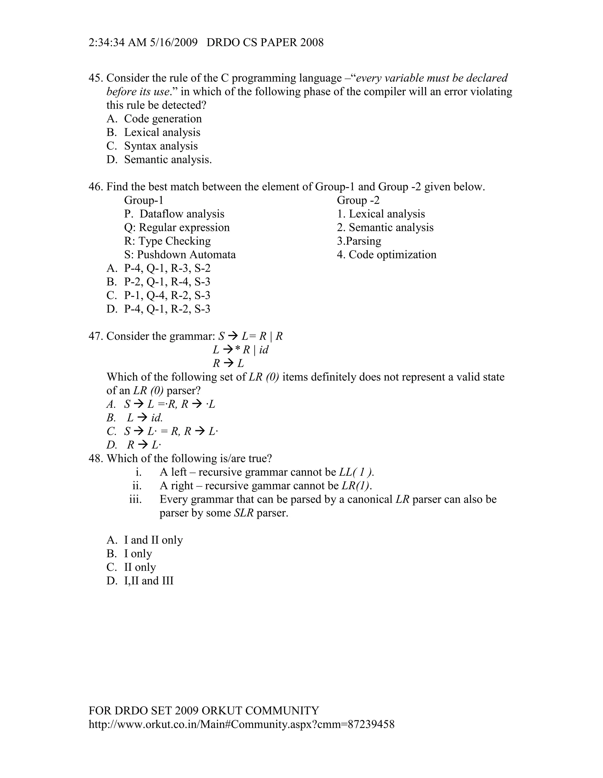 Drdo 2008-cse-paper | PDF