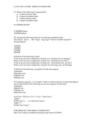 Drdo 2008-cse-paper | PDF