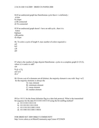 Drdo 2008-cse-paper | PDF