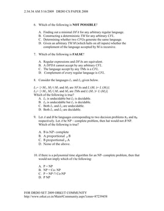 Drdo 2008-cse-paper | PDF