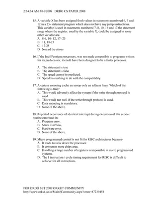 Drdo 2008-cse-paper | PDF