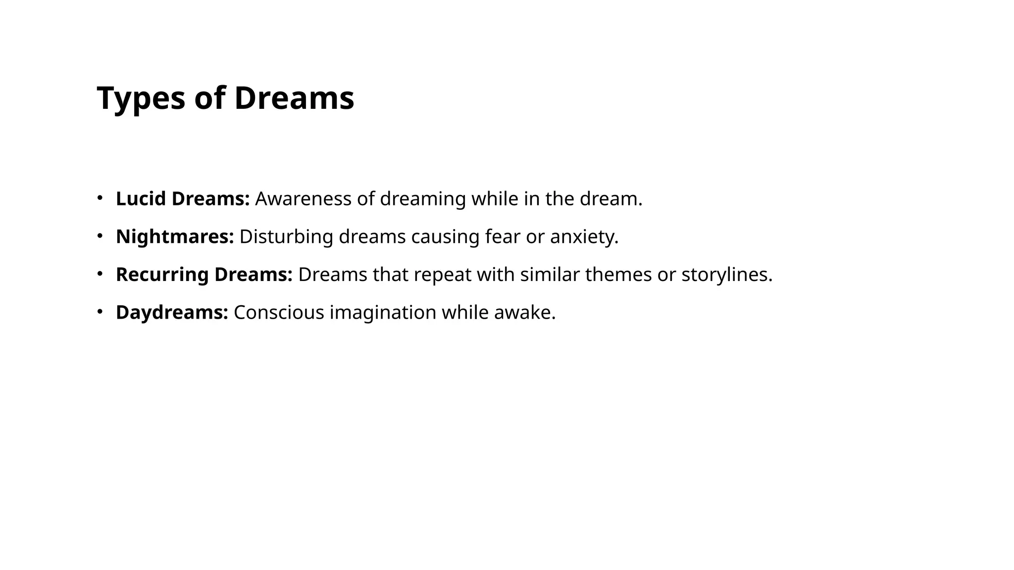 A small presentation about Dream and types. | PPTX