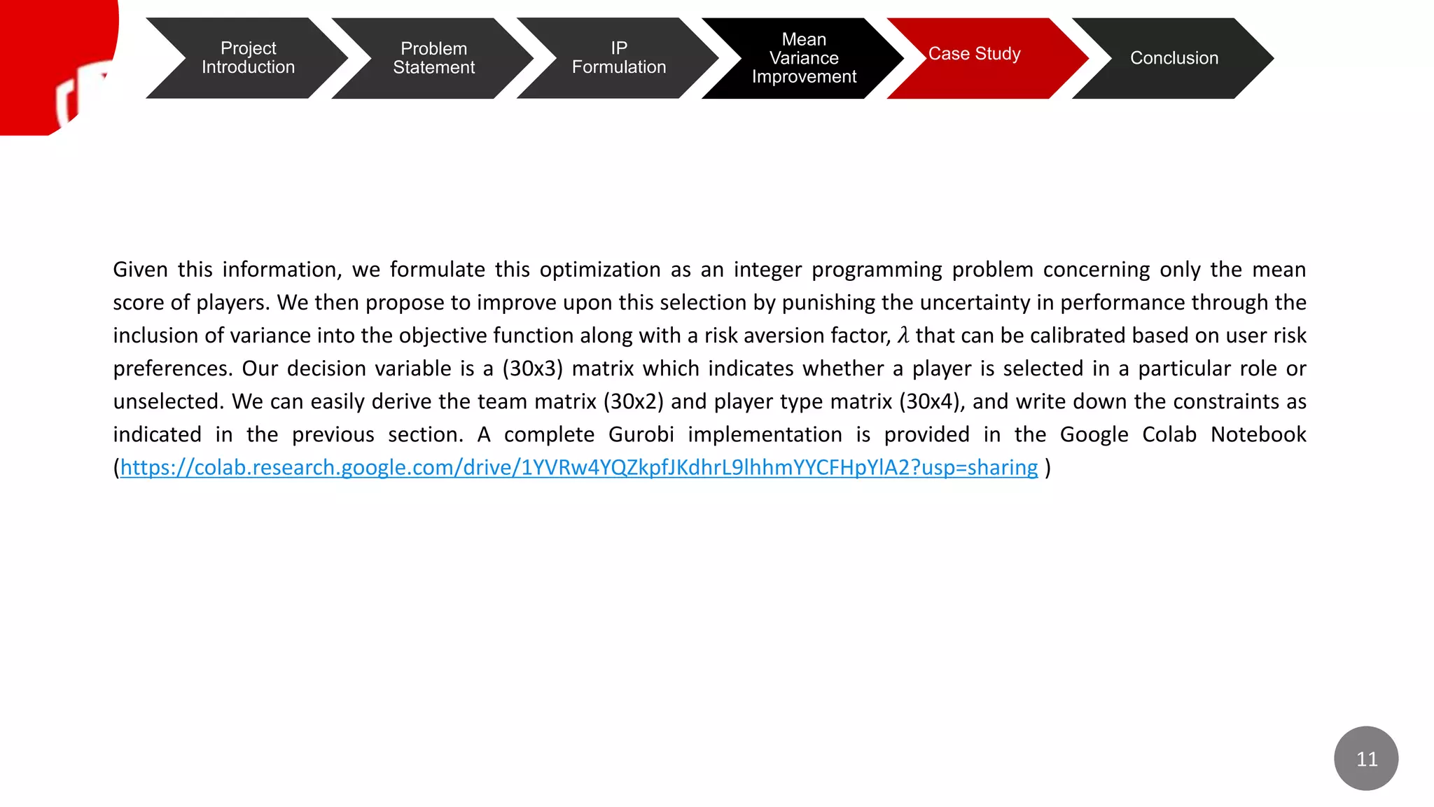 Integer Optimisation for Dream 11 Cricket Team Selection | PPTX