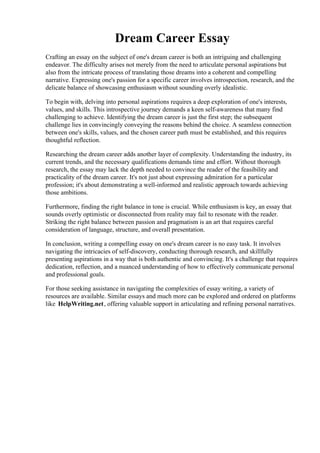 Dream Career Essay | PDF