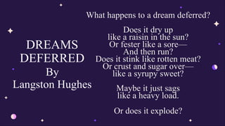 Harlem/ Dream Deferred by Langston Hughes | PDF | Poetry | Books and ...