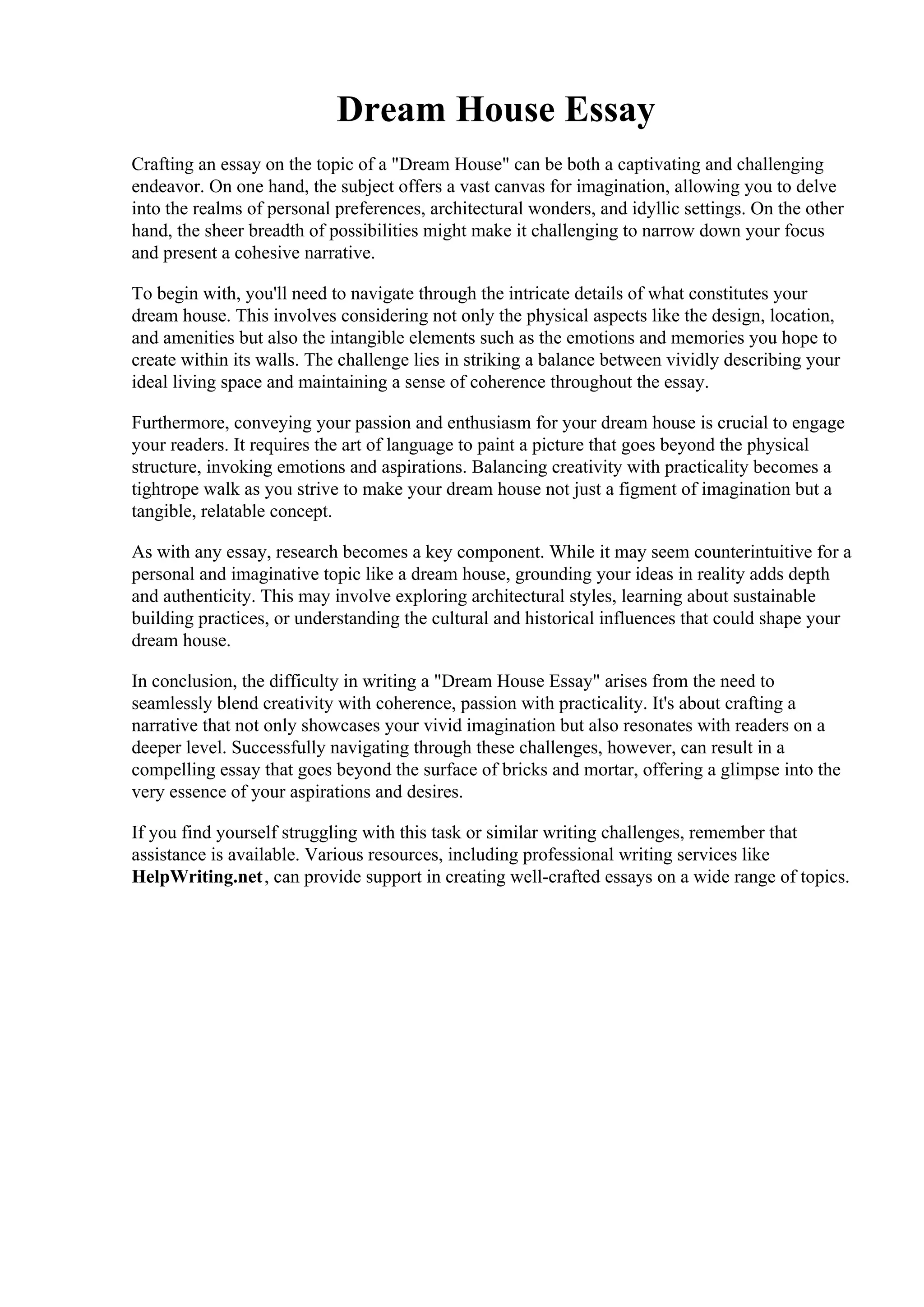 Dream House Essay. My Dream House Essay in English for Classes 1,2,3 ...