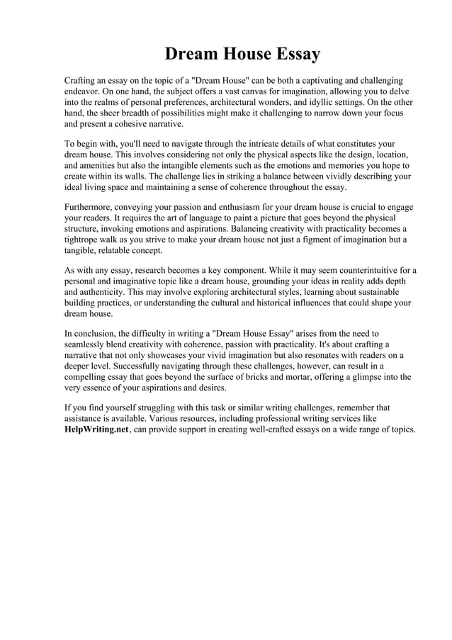 Dream House Essay. My Dream House Essay in English for Classes 1,2,3 ...