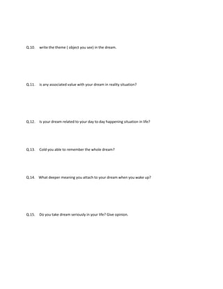 Dream information questionnaire | PDF