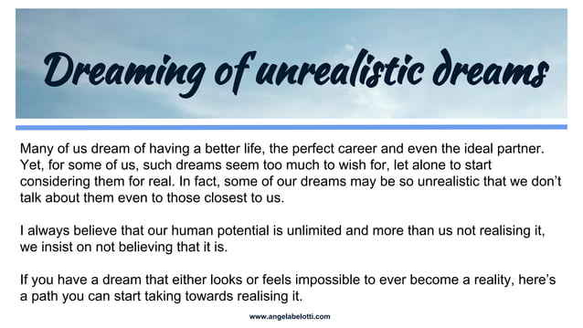 Dreaming of unrealistic dreams | PPT