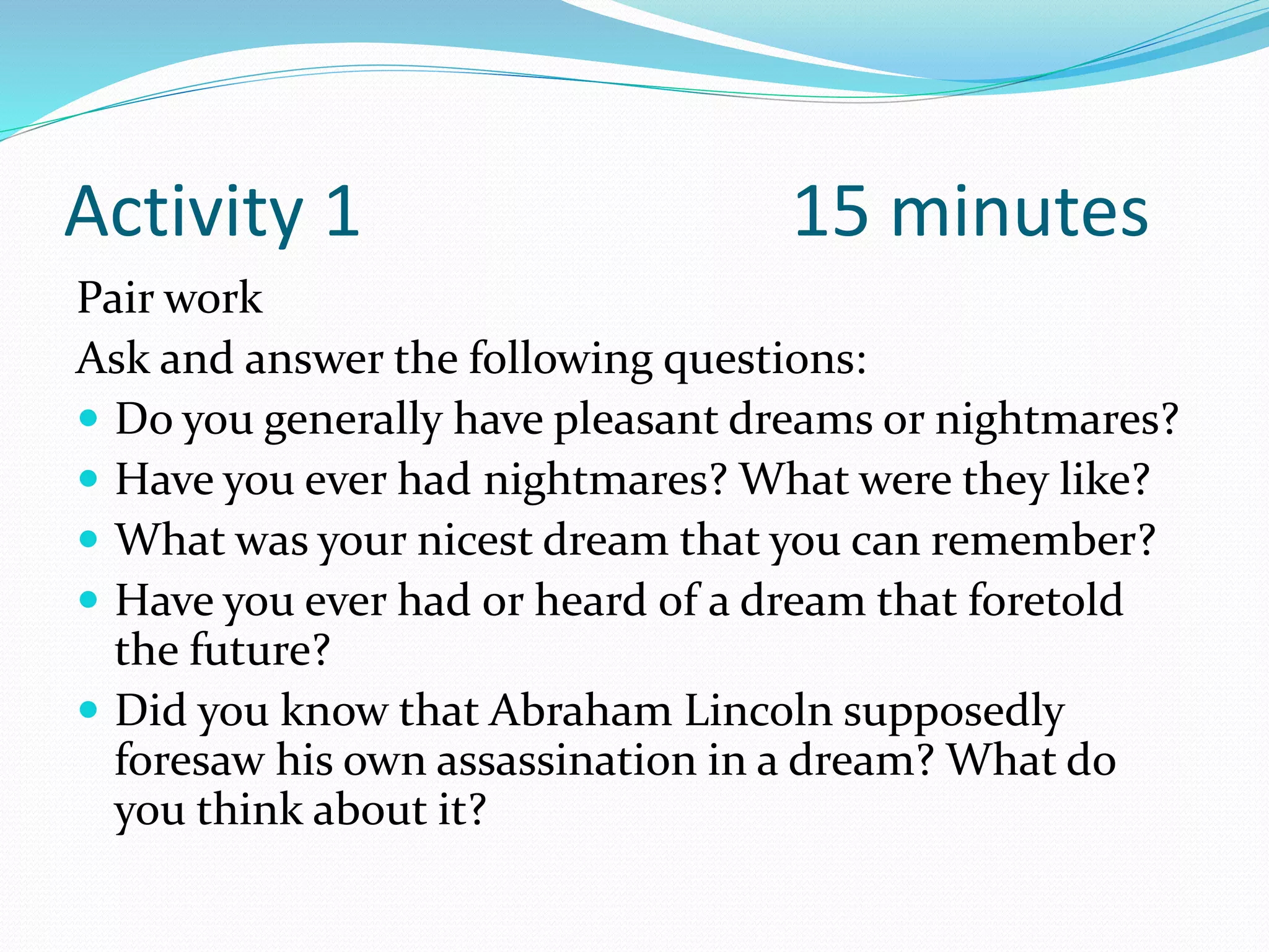 Dreams activity1 | PPTX