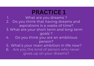 Dreams and goals .pdf presentation for ESL | PDF