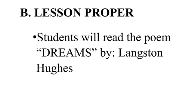 DREAMS BY LANGSTON HUGHES PPT.pptx | Poetry | Books and Literature