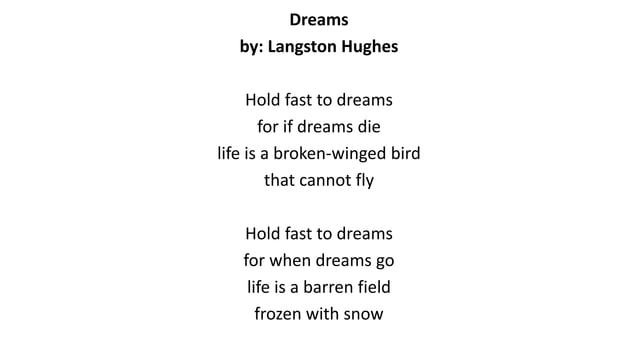DREAMS BY LANGSTON HUGHES PPT.pptx | Poetry | Books and Literature