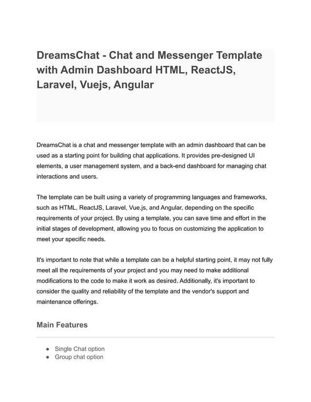 Dreamschat Chat And Messenger Template With Admin Dashboard Html Reactjs Laravel Vuejs