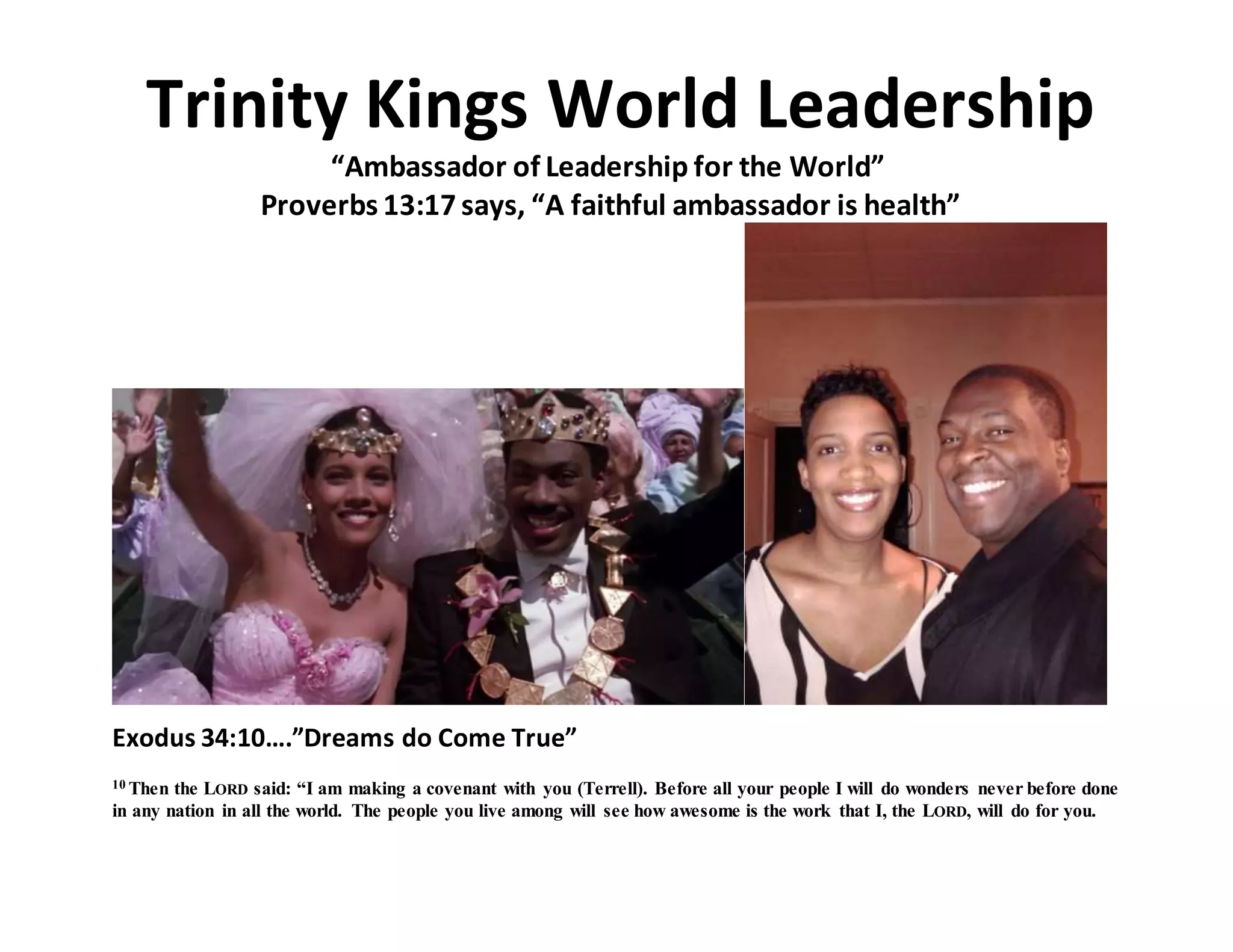 Trinity Kings World Leadership: "Dreams Do Come True"- "Coming To The ...